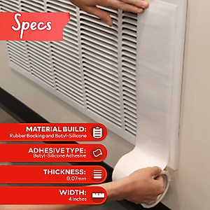 XFasten Waterproof Patch and Seal Tape, White, 4-Inch by 10-Foot Roof and Gutter Rubber Repair Tape for Stop Leak Repair on Gutter, Roof, Boat, Pool Liner and HVAC – Waterproof and Puncture-Resistant