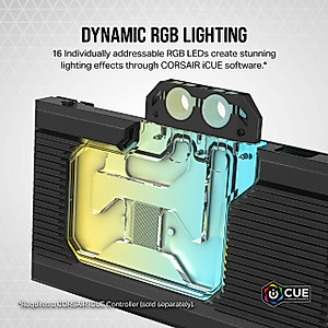 Corsair Hydro X Series XG7 RGB 4090 Founders Edition GPU Water Block - for NVIDIA® GeForce RTX™ 4090 FE - CNC Nickel-Platted Copper, 50 Cooling Fins, Included Backplate & ARGB Adapater Cable - Black