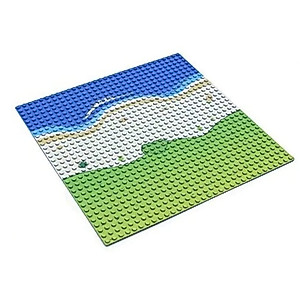 General Jim's Blue Beach and Water Road City Baseplates Full Set for Ocean Island Street Base Plate - Pirates Sea Grass Toy Kit for Building Blocks Bricks for Teens and Adults