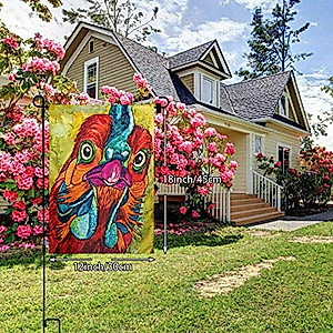 Chicken Garden Flowers Painting Garden Flags House Indoor & Outdoor Holiday Decorations,Waterproof Polyester Yard Decorative For Game Family Party Banner