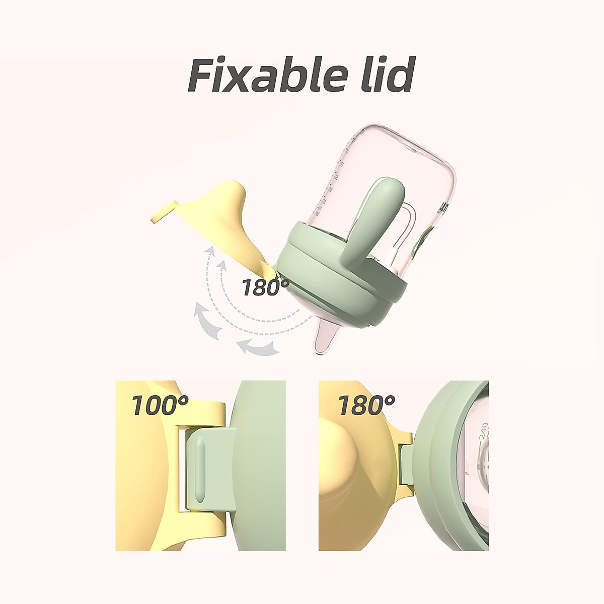 Piifur Tritan Sippy Cup with Storage Lid for 6-18 Months Leak Proof, Weighted Straw Learner Cup with Handle for Baby 8 Ounce (Pink)