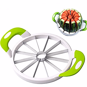 Large Watermelon Slicer Cutter Comfort Silicone Handle Watermelon Slicer Creative Melon Cutter Knife Cutting Tools(11INCH)