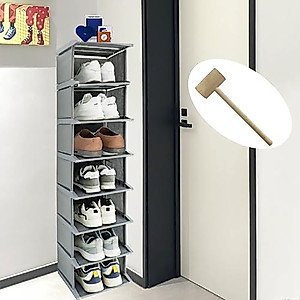 MEIXINZHI Narrow Shoe Rack, 8 Tiers Vertical Shoe Rack Shoe Tower Tall Slim Shoe Rack Storage Organizer for Closet Entryway Space Saving Corner Shoe Shelf