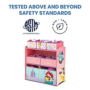 Delta Children Chair Desk with Storage Bin + Design and Store 6 Bin Toy Storage Organizer, Disney Princess (Bundle)