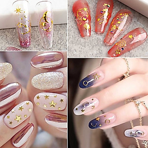 8 Sheets Gold Star Moon Nail Art Stickers Decals Self-Adhesive Metallic Ramadan Zodiac Design Manicure Tips Nail Decoration for Women Girls