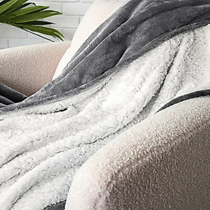 Bare Home Sherpa Fleece Blanket - Full/Queen Blanket - Blanket for Bed, Sofa, Couch, Camping and Travel - Warm & Lightweight - Fluffy & Soft Plush Blanket - Reversible (Full/Queen, Grey)
