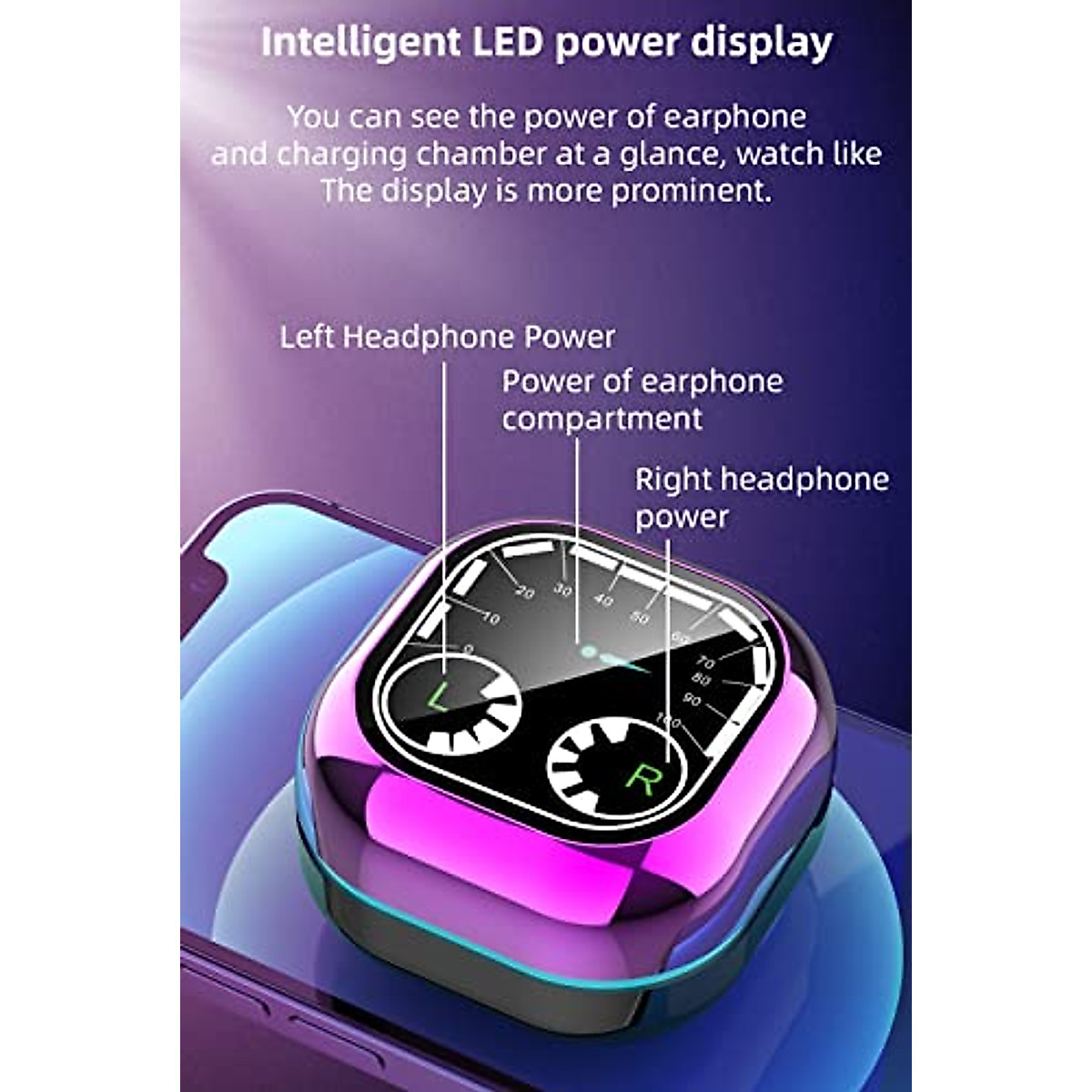 SZYCD Mini LED True Wireless Earbuds for iPhone, Bluetooth 5.1 Headset with Charging Box, TWS Stereo Headphones, Handsfree, Clear Calls, Suitable for Business and Work (Pink)