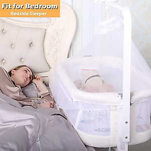 COLOR TREE Baby Bassinet Bedside Sleeper Bedside Crib with 6 Wheels, Mosquito Net, Comfy Mattress for Newborn Baby/Infant, Portable