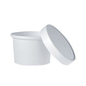 Solo KHB8A-2050 8 oz White Paper Food Container And Lid (Case of 250 Containers w/Lids)