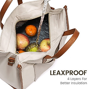 LOVEVOOK Lunch Bag Women Fashion,Lightweight Large Capacity Insulated Lunch Box for Office Work Picnic,Nude-Apricot,M