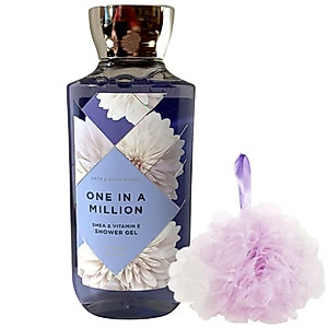 Bath and Body Works Gift Set Bundle with Shower Gel Soap and Loofah Sponge Pouf - (One in a Million)