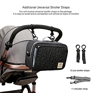 Baby Diaper Caddy Bag - Diaper Caddy Tote Baby Stroller Bag Nursery Storage Bin for Diapers, Wipes & Toys Mini Diaper Bag for Outdoor (Black Flower)