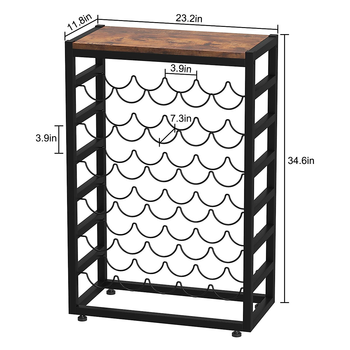 YOLEO Wine Rack Free Standing 6-Tier 30 Bottles Wine Holder Display Storage Shelves with Metal Frame and Table Top for Home, Kitchen, Pantry, Wine Cellar (L23.22x W11.81x H34.65 inches)