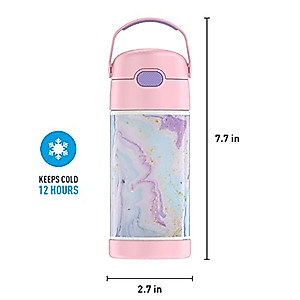 THERMOS FUNTAINER 12 Ounce Stainless Steel Vacuum Insulated Kids Straw Bottle, Dreamy