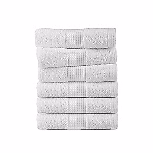 LANE LINEN 6 PC Wash Cloths Bathroom Set -100% Cotton Highly Absorbent Washcloths Bulk, Premium Spa & Hotel Quality Wash Clothes - White