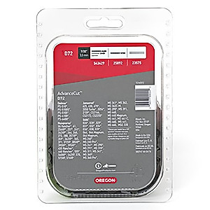 Oregon D72 Full Chisel Chainsaw Chain, 20-Inch, 3/8" Pitch, .050" Gauge, 72 Drive Links, low-kickback chain,Gray