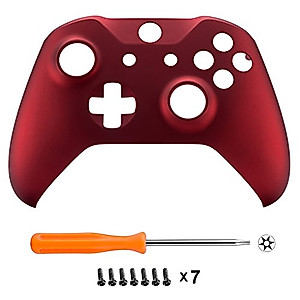 eXtremeRate Red Faceplate Cover, Soft Touch Front Housing Shell Case, Comfortable Soft Grip Replacement Kit for Xbox One X S Controller - Controller NOT Included