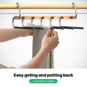 Pants Hangers,2 Pack Stainless Steel 6 Layers Magic Pants Hanger Rack Trousers Hanger Space Saving Non-Slip Closet Storage Organizer