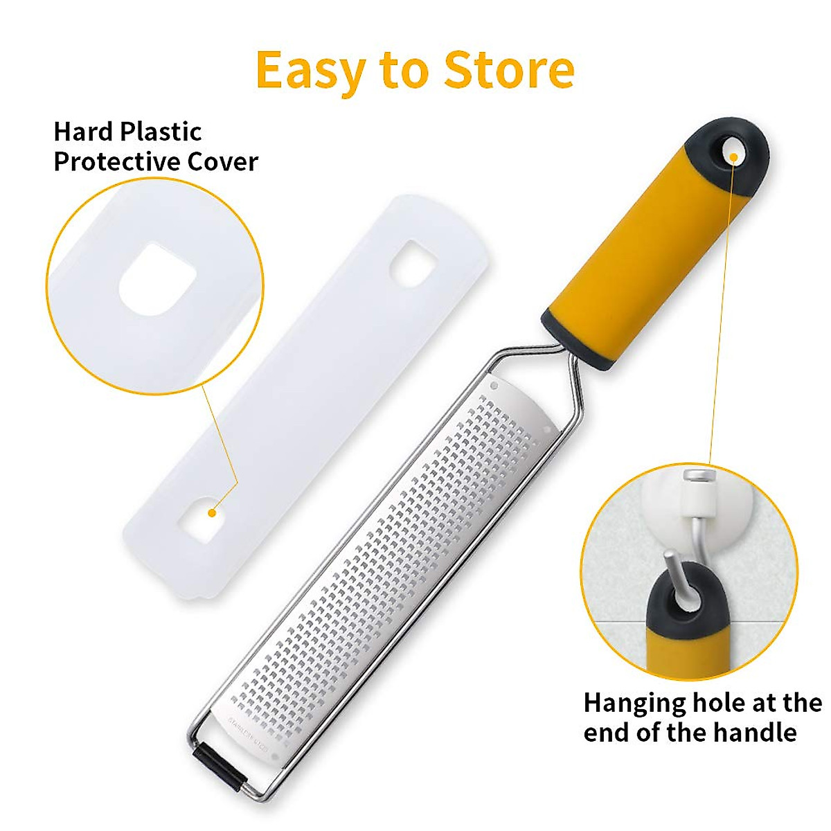 Upgraded Cheese Grater Lemon Zester Tool for Kitchen, Aisoso Premium Stainless Steel Blade Apply to Parmesan Cheese, Ginger, Garlic, Nutmeg, Citrus, Coconut, Chocolate