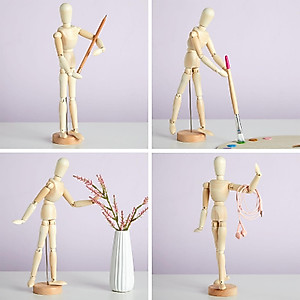3 Pack Posable Art Figure Model, Flexible Wooden Drawing Mannequin for Artists, Sketching (13 in)
