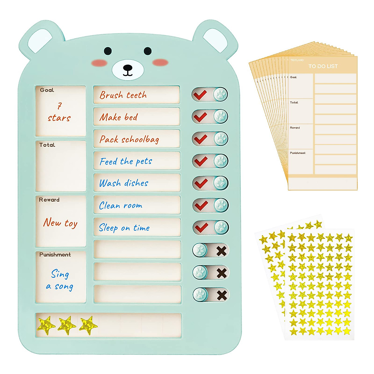 TIDYLAND To Do List and ADHD Planner for Kids and Adults - Habit Tracker or Daily and Weekly Planner, ADHD Tools and Chore Chart for Adults, Reward Chart and Behavior Chart for Kids at Home (Khaki)