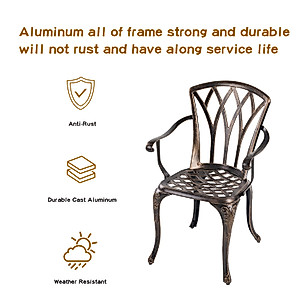 Jardin DE CENTENNAIL 3-Piece Outdoor Bistro Set Cast Aluminum Rust-Resistant Patio Furniture Armchairs Design (Copper)