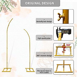 ZpigToor Metal Wedding Arch Stand,Set of 2 Gold Curved Top Arch Backdrop Stand Wedding Arches for Ceremony Birthday Anniversary Baby Shower Floral Stand Background Decoration (Gold,7.8FT & 6.7FT)