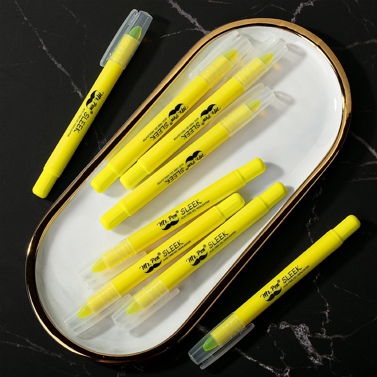 Mr. Pen- No Bleed Gel Highlighter, Bible Highlighters, Yellow, Pack of 8, Gel Highlighters