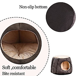 HERCOCCI Extra Large Rabbit Bed House, Foldable & Warm Bunny Hideout Hut Cave for Guinea Pig Rabbit Chinchilla Hamster Cage Accessories (Grey)