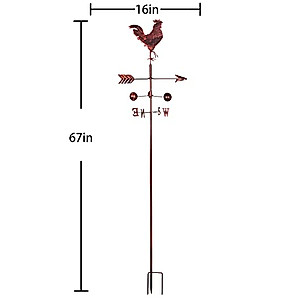 Metal Weather Vane for Garden Decor Farmhouse Decorative 67 in Rooster Ornament Wind Vane Weathervanes