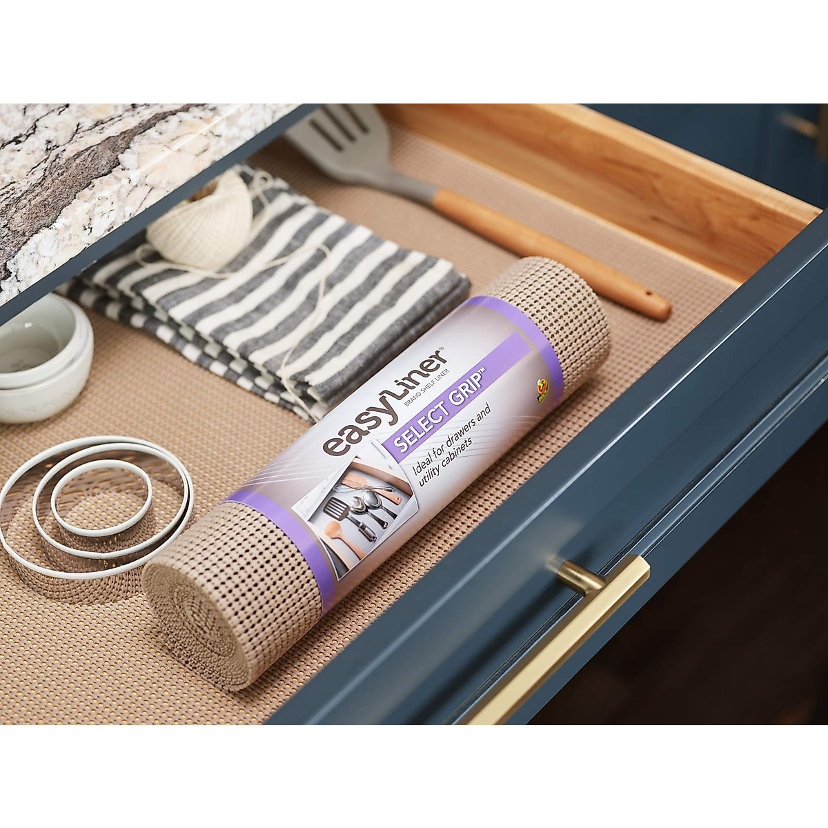 Duck Non-Adhesive Shelf Liner Select Grip EasyLiner, 12-inch x 20 Feet, Brownstone, Sq Ft