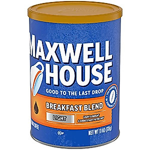 Maxwell House Breakfast Blend Ground Coffee, Light Roast, 11 Ounce Canister
