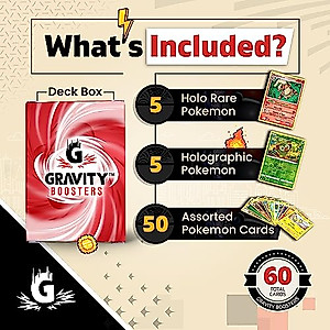 Gravity BOOSTERS Holographic Card Bundle | 60 Cards | 10x Authentic Holo Cards Guaranteed | +50 Additional Cards and a Gravity BOOSTERS Deck Box