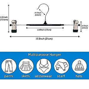 Pants Hangers with Clips 30 Pack, Clothes Hangers with Adjustable Clips, Space Saving Skirt Hangers for Women Metal Pants Hangers for Jeans Kids Clothes and More,12Inch (20)