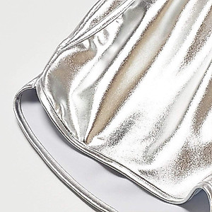 Women's Yoga Hot Shorts Elastic Waist Shiny Metallic Pants (Silver, L)