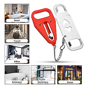 Portable Door Lock, Extra Home Security Door Locker for Additional Privacy and Safety, Travel Lock Down Locks for Traveling, Hotel, Home, Apartment, College with Door Hanger Sign (2 Pack), Black & Red