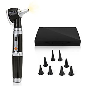 SereneLife 2-in-1 Fiber Optic Otoscope Kit-Home Internal Ear Inspection Instrument w/LED Digital Light,3X Magnification w/Storage,Washable Ear Tips for Children,Adults or Pets-SereneLife