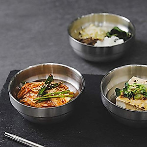 Stainless Steel Bowls 4 Pack & Dish Scrubber Set, Double-walled Insulated Metal Bowls for Cereal, Soup, Ice Cream, Rice, Noodles, Salad, Snacks