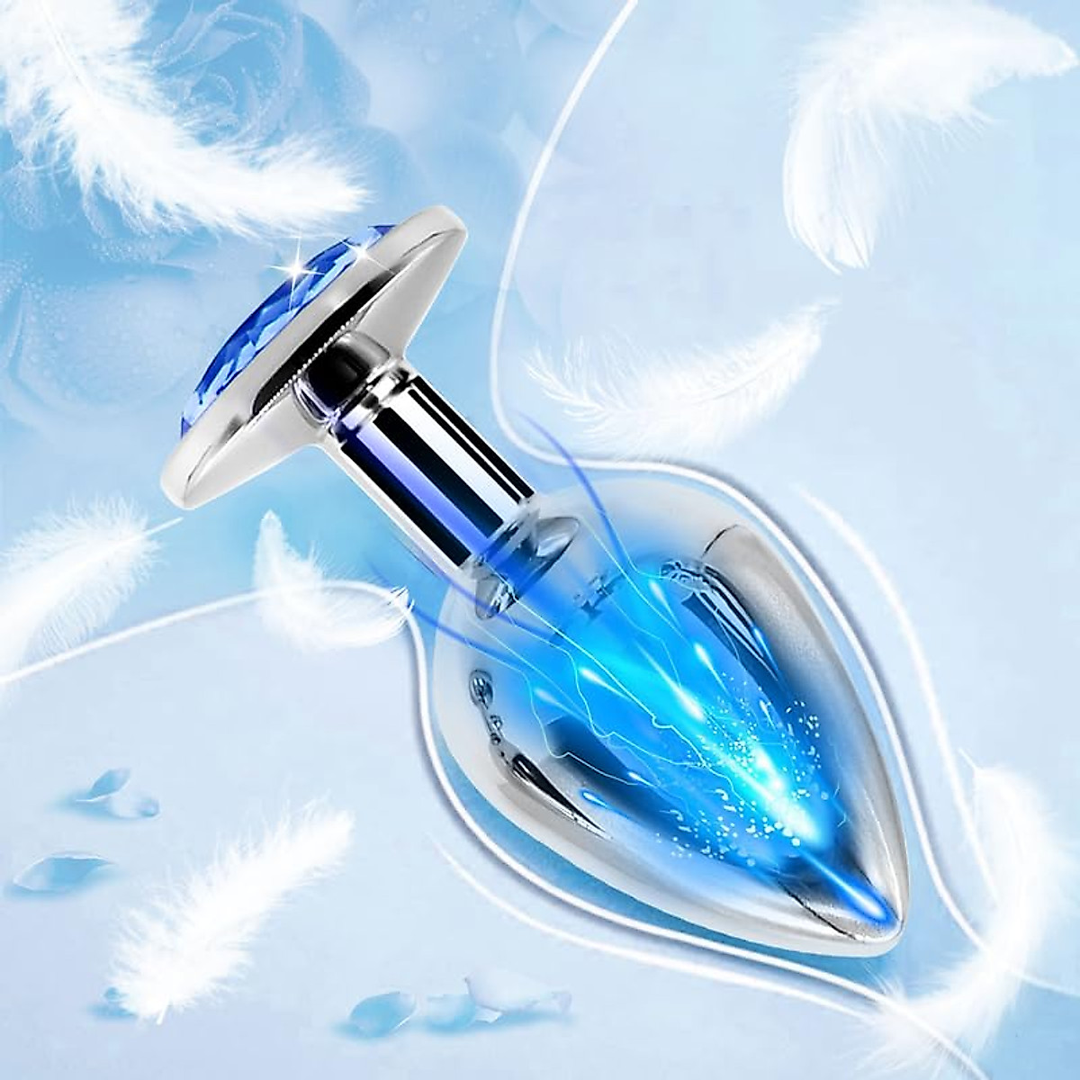 Metal Suction Cup Realistic Classic Jewelry Crystal Diamond Beginner Plug Double Headed Solid Stainless Steel in Diamonds (Blue) Suitable for Men and Women - hPKhx25-7