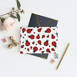 PAILON Fresh Ladybug Thank You Cards With Envelopes, Blank Greeting Note Cards With Envelopes Blank Inside, Funny Birthday Cards For Women Men, Thank You Card For Wedding Business,Graduation