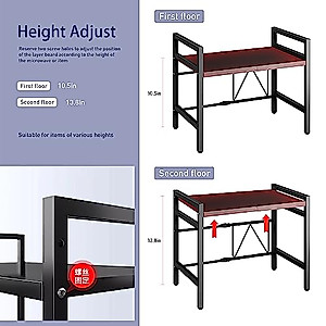 Zamfoot Microwave Oven Rack,Microwave standm,Adjustable Shelf with Hooks,100lb Capacity,Microwave Shelf,Microwave Rack,Kitchen Microwave Stand,Microwave Stand with Storage,Microwave Stand countertop
