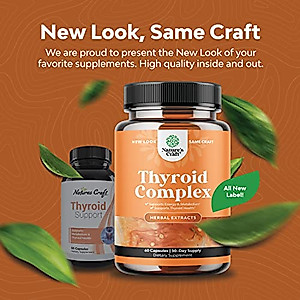 Herbal Thyroid Support Complex - Iodine Thyroid Supplement with L Tyrosine Bladderwrack Kelp Selenium and Ashwagandha - Mood Enhancer Energy Supplement for Thyroid Health - 60 Halal Capsules