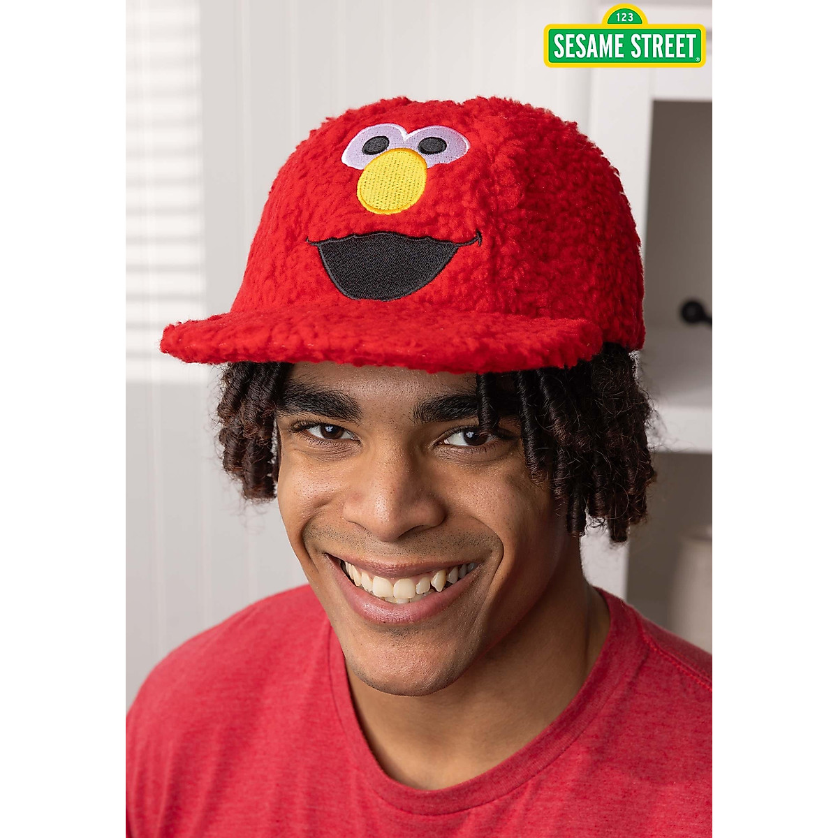 Fun Costumes Sesame Street Fuzzy Elmo Baseball Cap | One Size Fits Most Elmo Hats | Character Hat ST Red