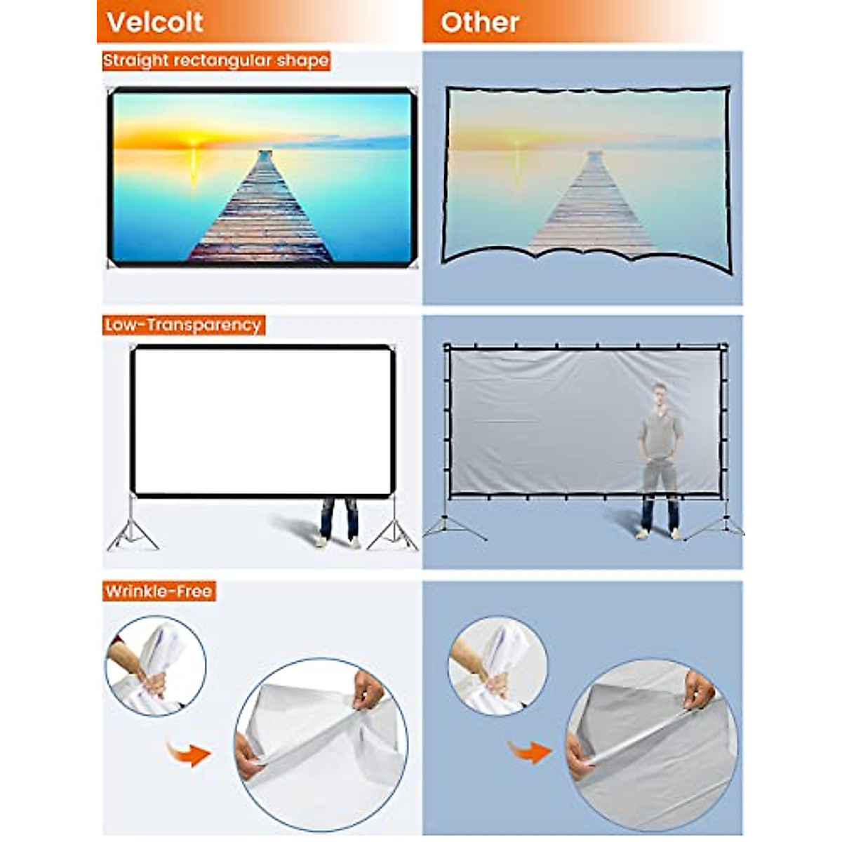 120" Portable Projector Screen & Stand | Outdoor 4K HD