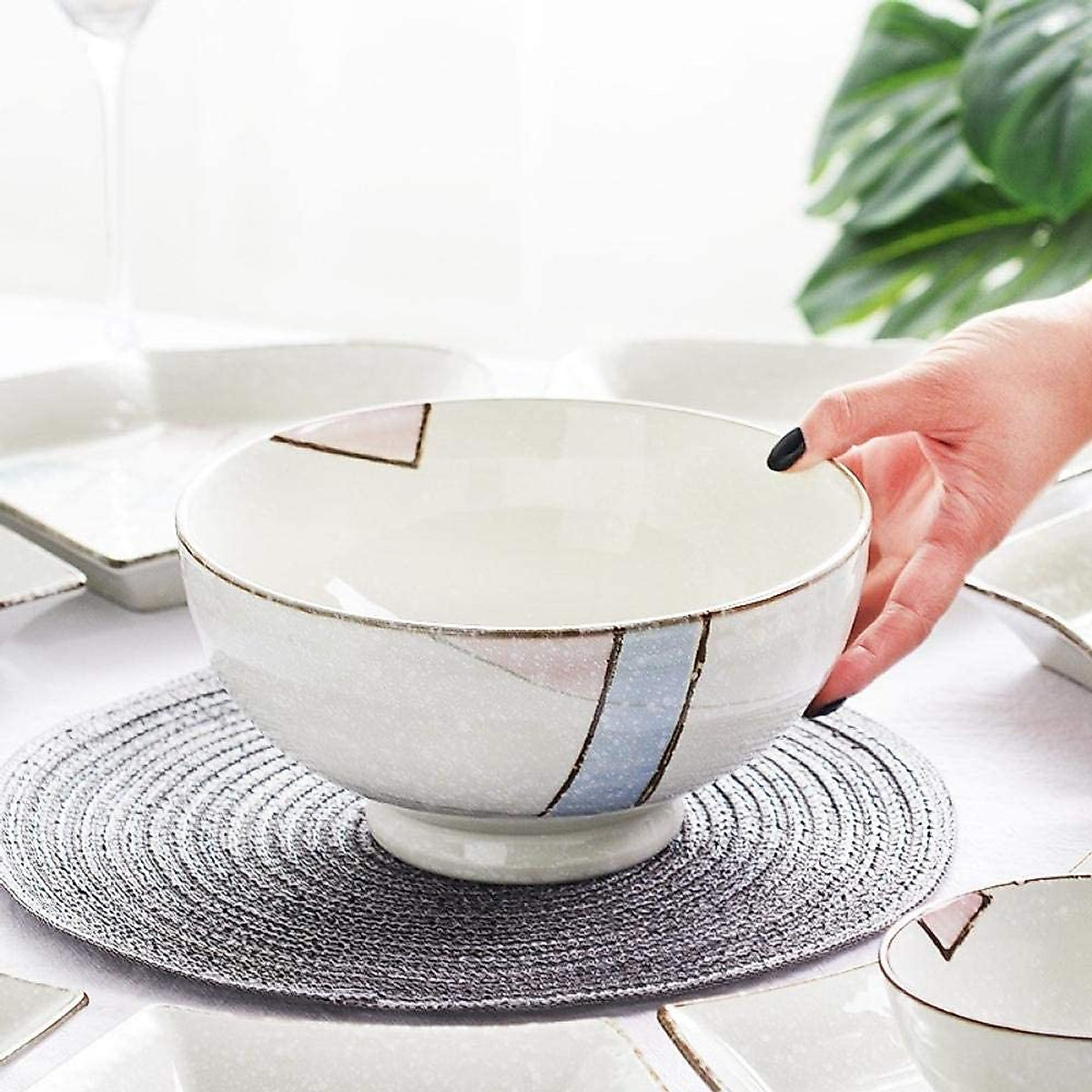 GagalU 16-Piece Stoneware Dinnerware Set, Dinner Sets Assorted Combination Ceramic Tableware Set Household Dishes Bowl Plate Set, Service for 6