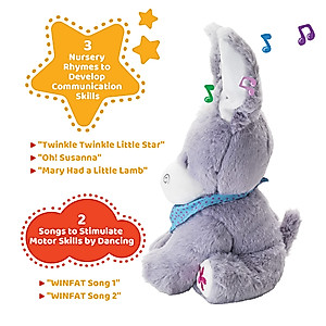 KiddoLab Peek-A-Boo Donkey: Soft Stuffed Animal Toy for Infants 6-18 Months with Moving Ears, Songs, Tunes & Lullabies