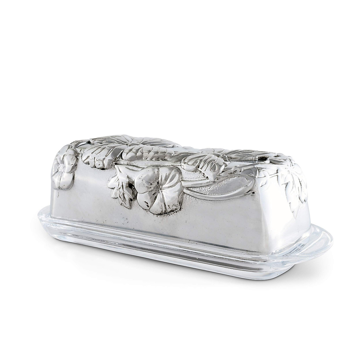 Arthur Court Designs Aluminum Butterfly Covered Butter Cream Cheese Dish Container Keeper with Glass Dish 7 inch Long