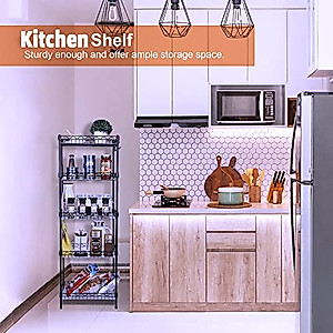 Guangfoshun Storage Shelves, 5-Tier Wire Shelving Unit with Baskets Storage Rack Corner Shelf Shelving Adjustable Storage Shelf, 11.8" D x 15.7" W x 63" H, Black