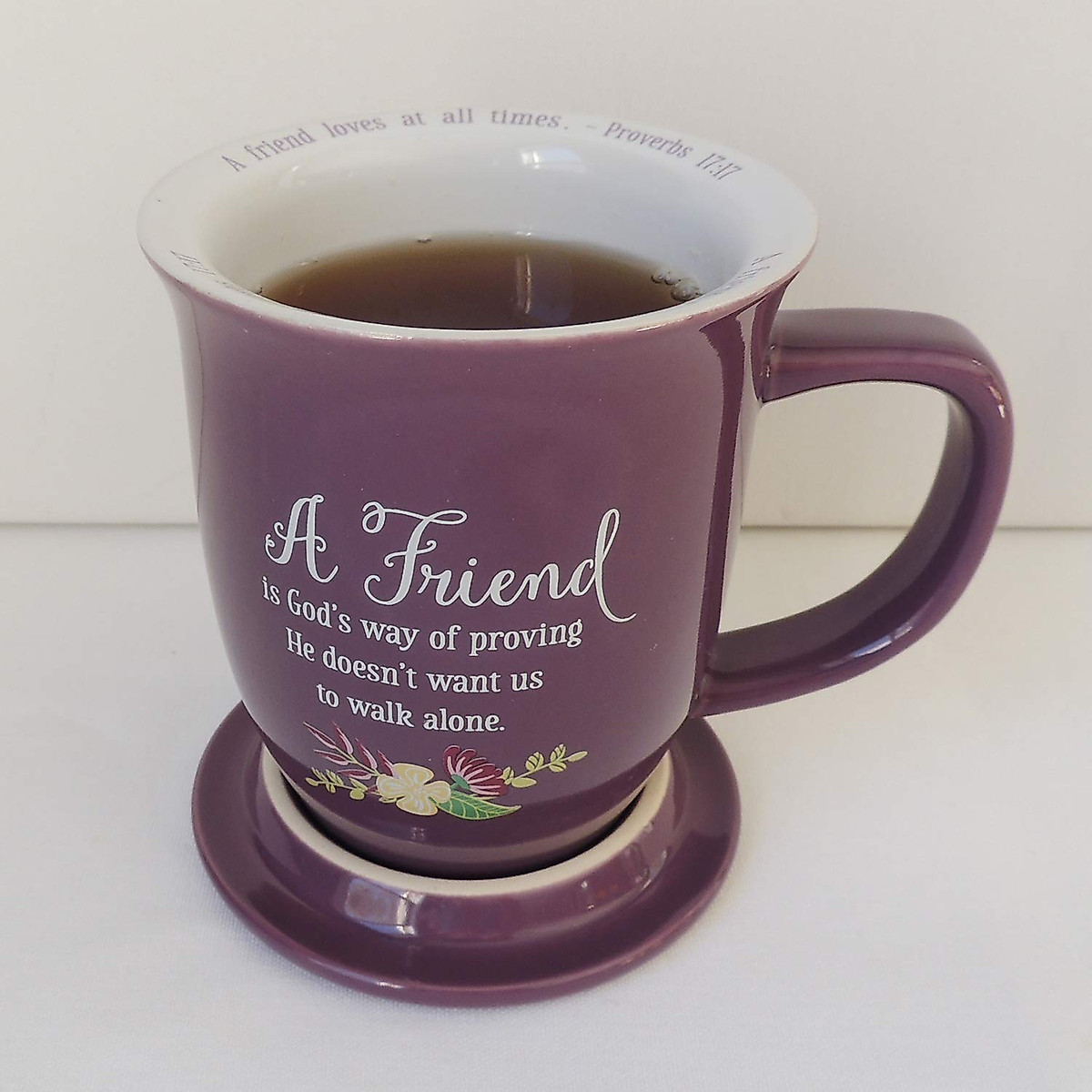 Cathedral Art Abbey Gift (Abbey & CA Gift) 14oz Purple Floral Friend Mug with Matching Coaster