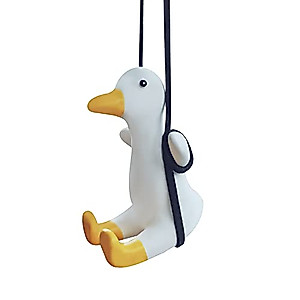 Swing Duck Car Hanging Ornament Cute Decoration Pendant Rearview Mirror Accessories Aesthetic Gadgets Keychain Dice Stuff Teens Car Interior Dashboard Decor Women View Things Truck (Cute Duck)